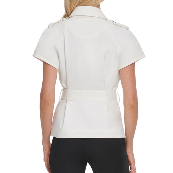 Dkny | Jackets & Coats | Dkny Belted Shortsleeve Ivory Jacket | Poshmark